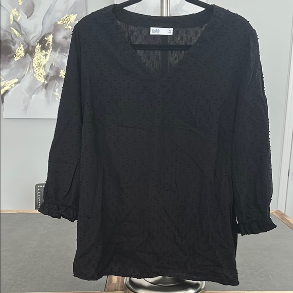 croft & barrow | Tops | Croft Barrow Black Puff Sleeve Blouse Relaxed ...
